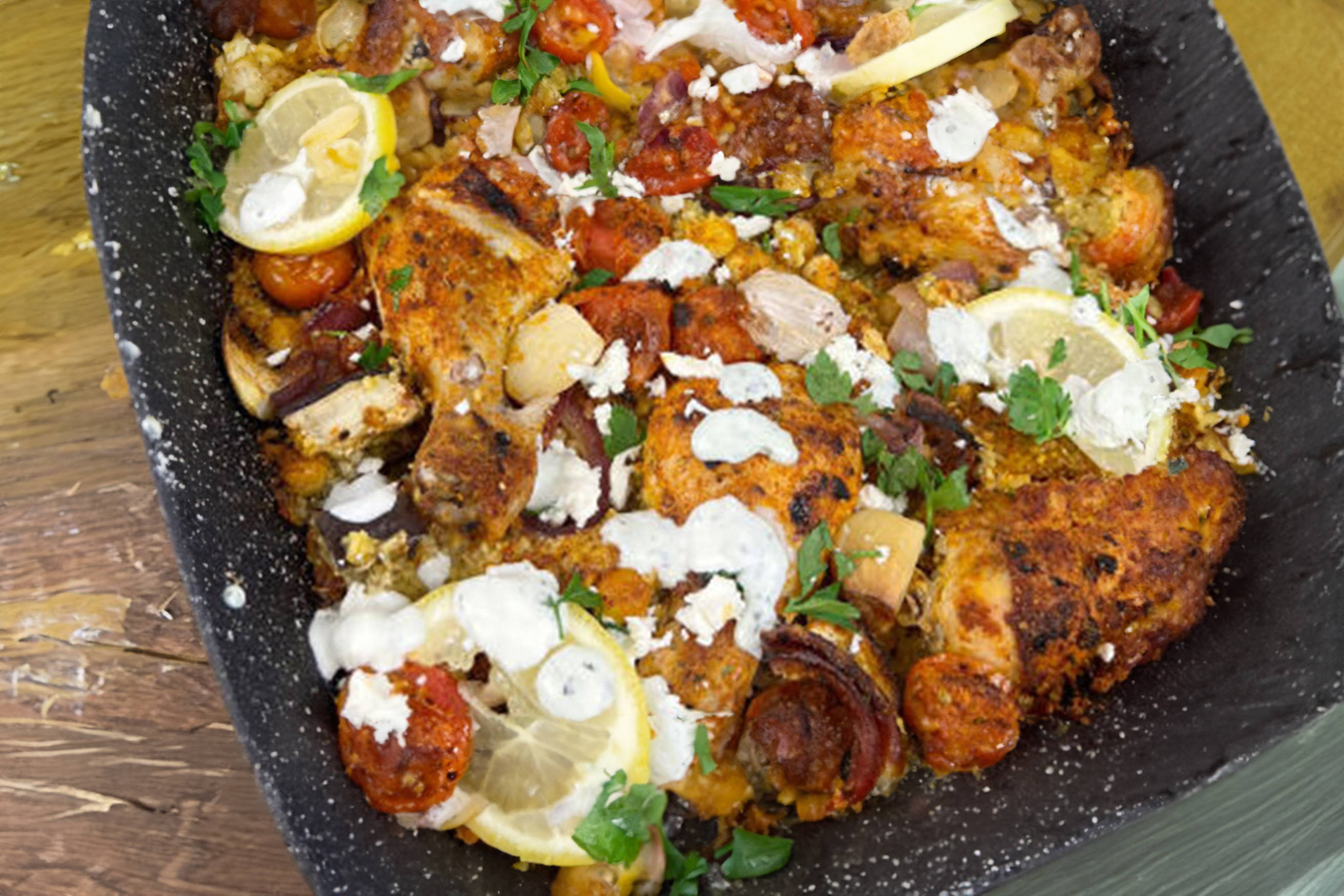 Harissa Chicken and Feta Tray Bake with Cous Cous | ALDI UK
