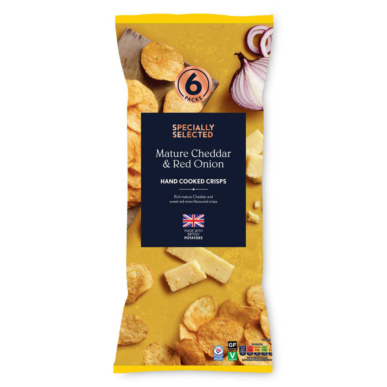 Mature Cheddar & Red Onion Hand Cooked Crisps 6 Pack | ALDI UK