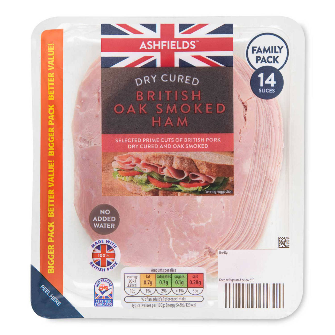 British Dry Cured Oak Smoked Ham Family Pack 14 Slices | ALDI UK