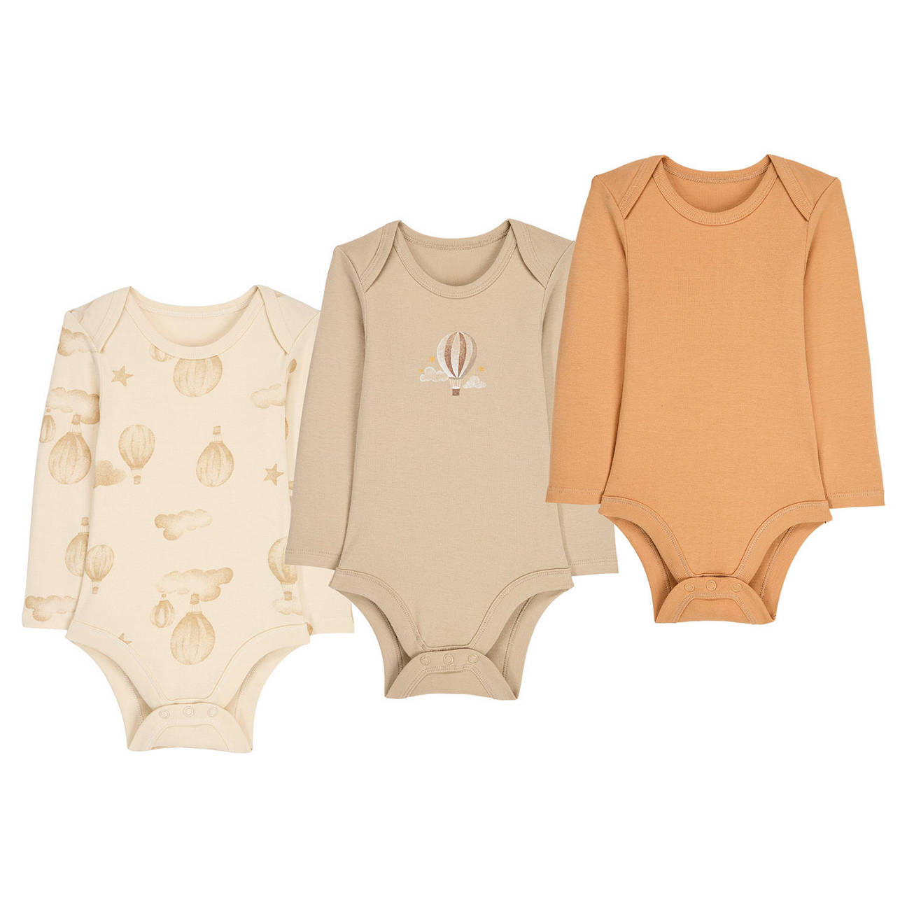 Baby Body 3er-Set, beige/braun, 74/80