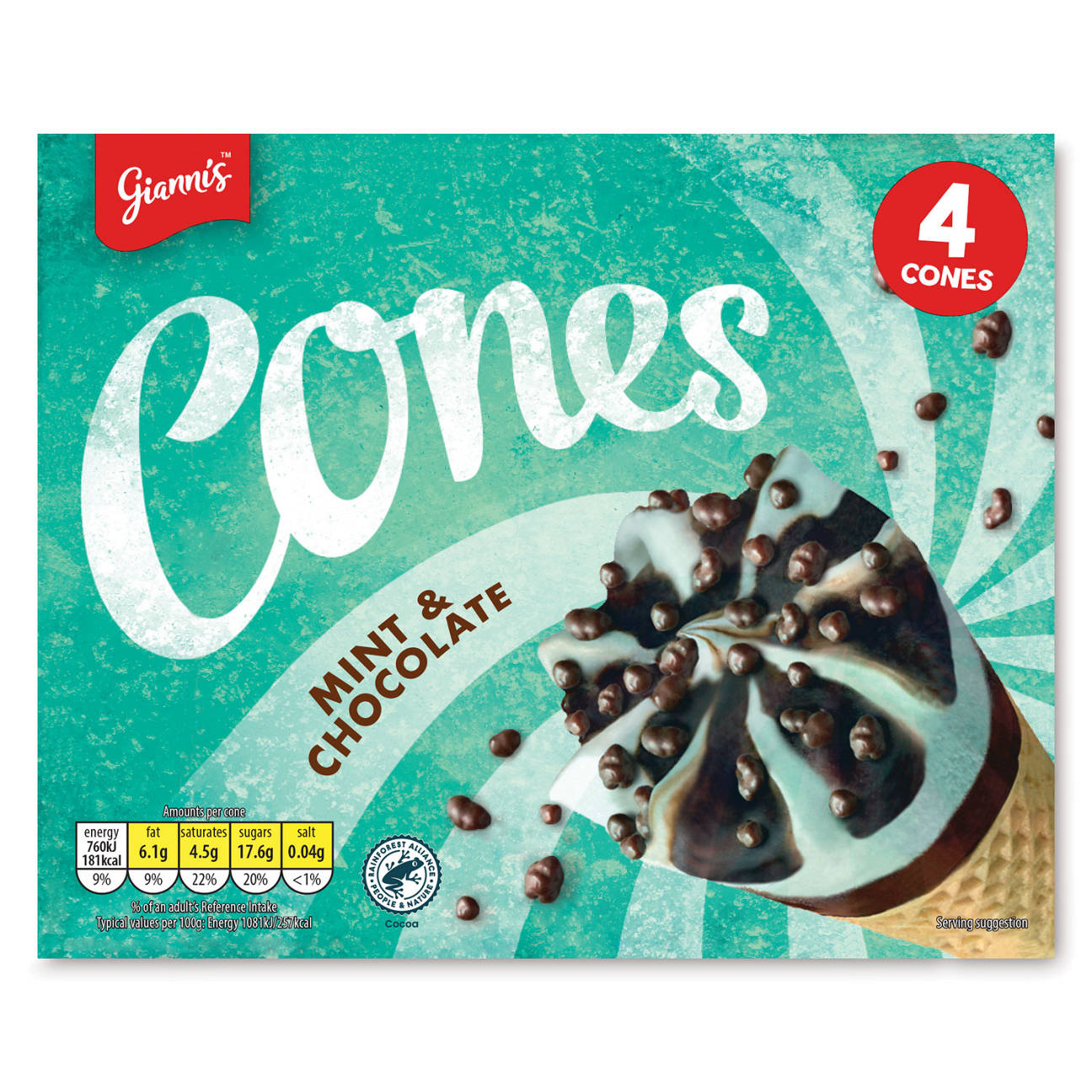 Mint & Chocolate Ice Cream Cones 4 Pack | ALDI UK
