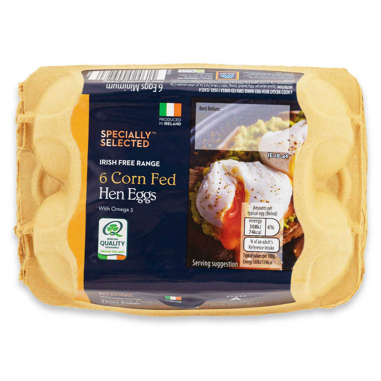 Irish Free Range Corn Fed Hen Eggs 6 Pack | ALDI IE