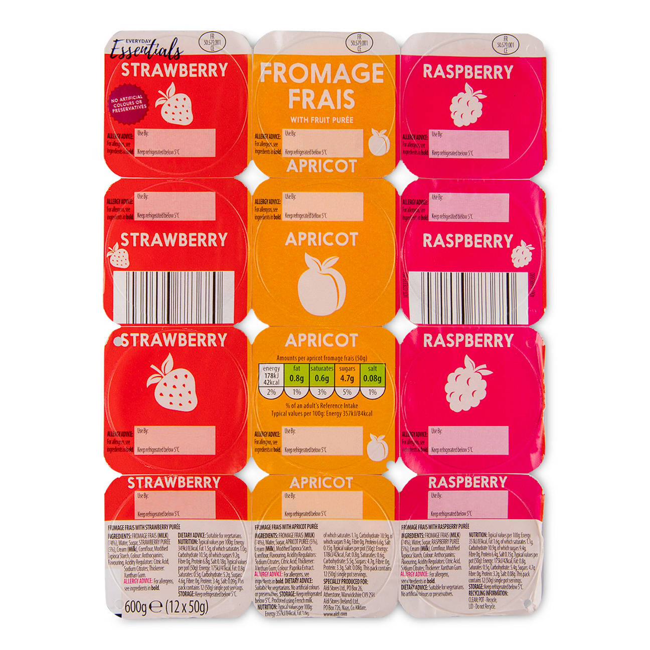 Strawberry, Apricot and Raspberry Fromage Frais 12 Pack | ALDI UK