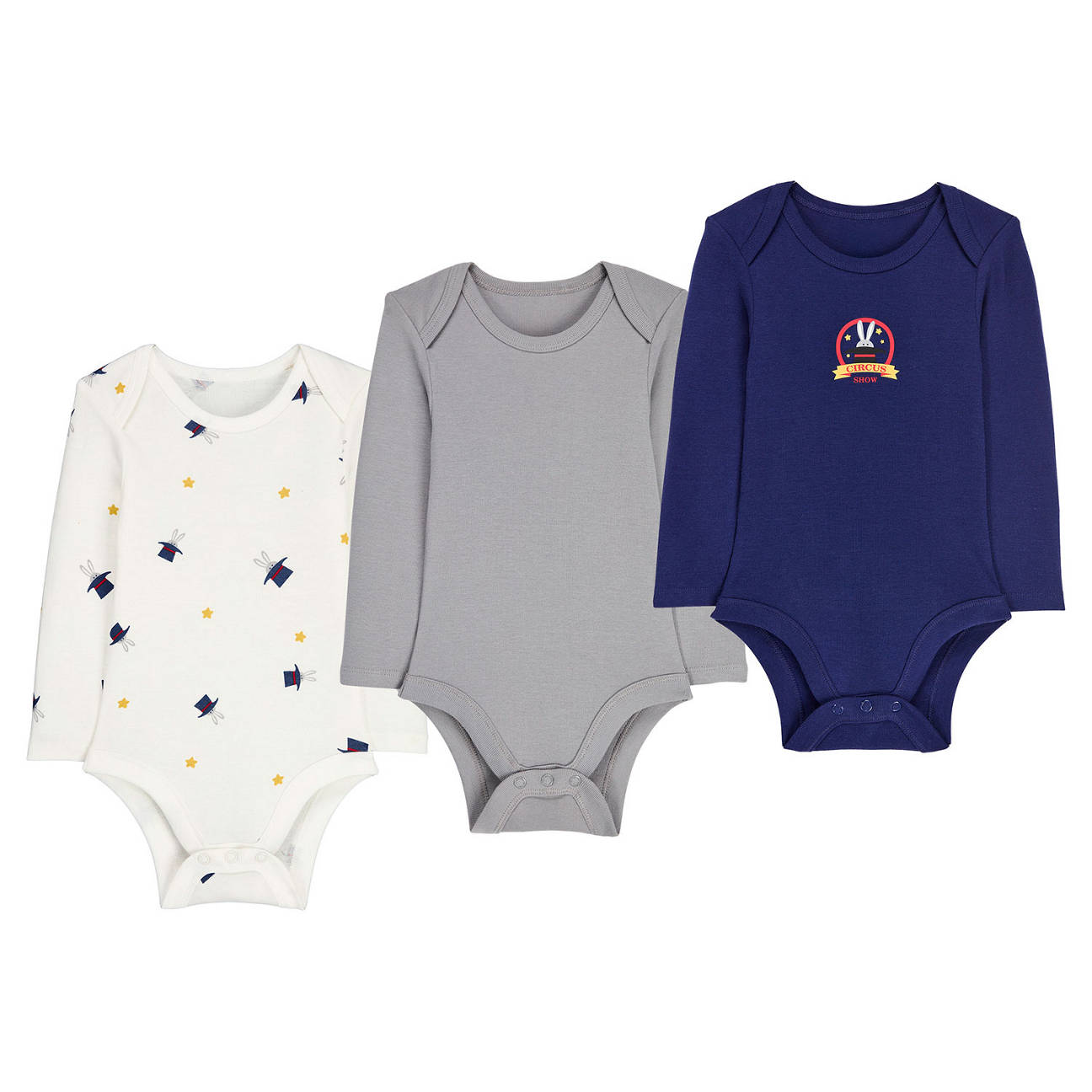 Baby Body 3er-Set, grau/marine, 74/80