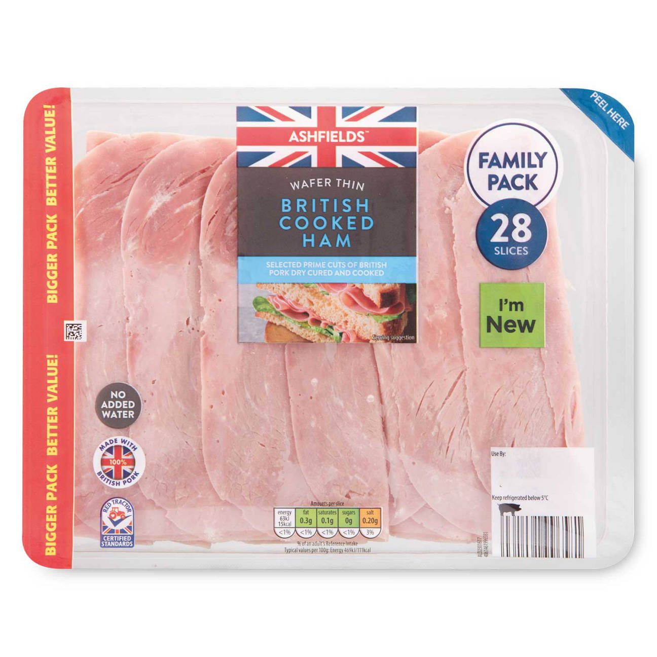 British Wafer Thin Cooked Ham Family Pack 28 Slices | ALDI UK