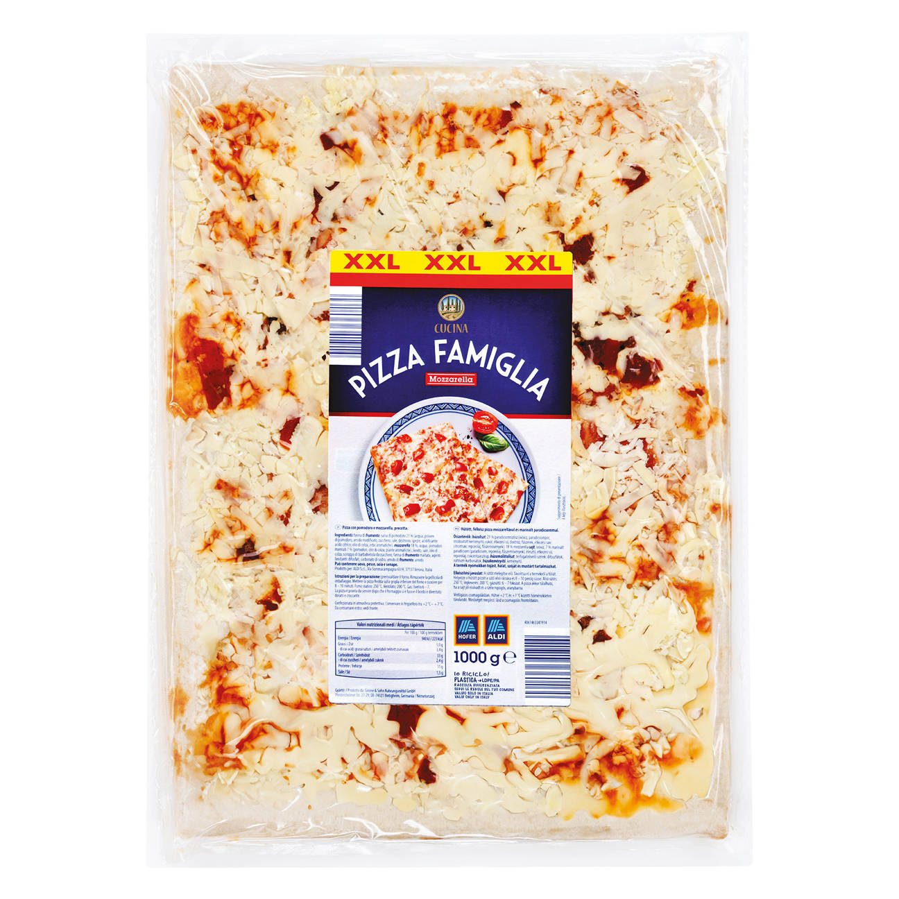 XXL Pizza, Mozzarella, 1 kg