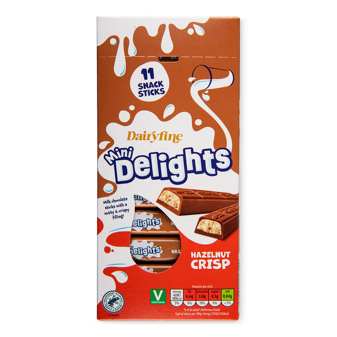 Hazelnut Crisp Milk Chocolate Sticks 11 Pack | ALDI UK