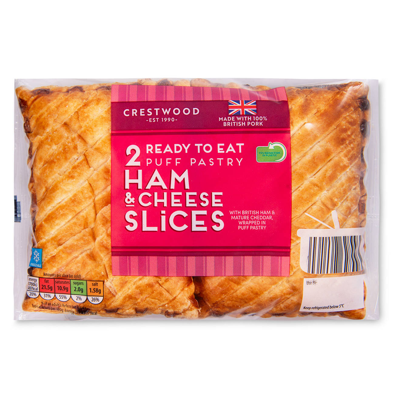 Puff Pastry Ham & Cheese Slices 2 Pack | ALDI UK