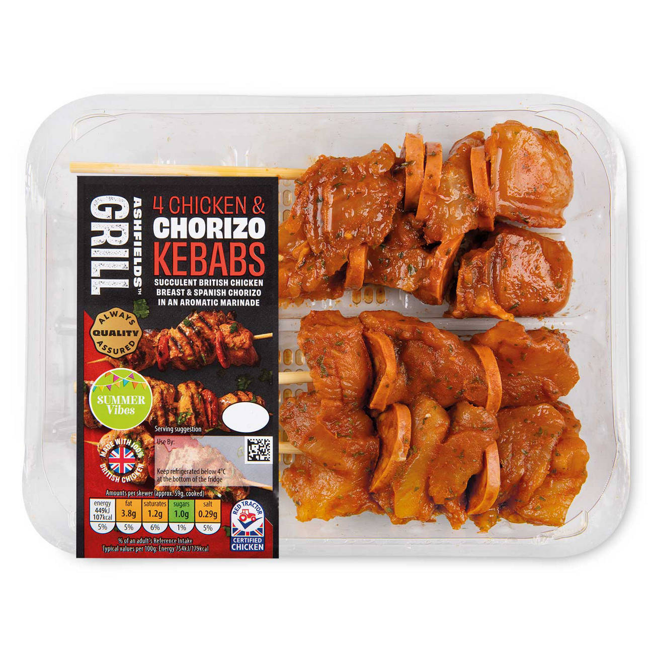 Chicken & Chorizo Kebabs 4 Pack | ALDI UK