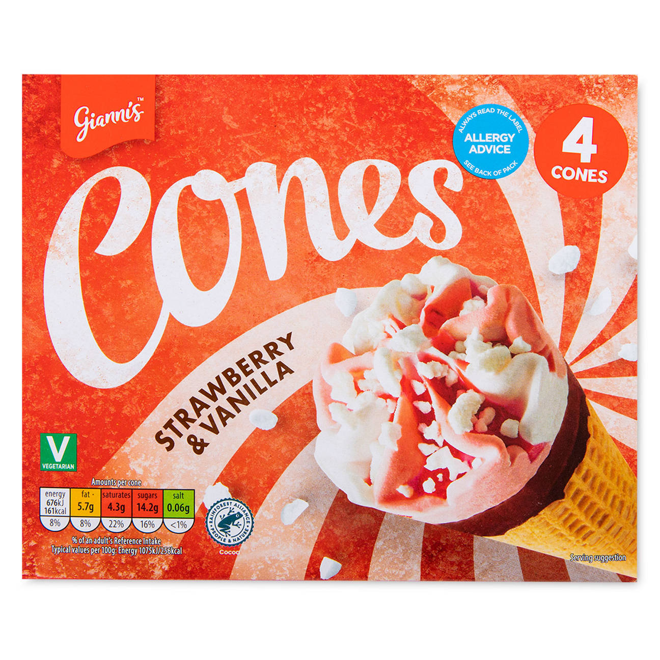 Strawberry & Vanilla Ice Cream Cones 4 Pack | ALDI IE