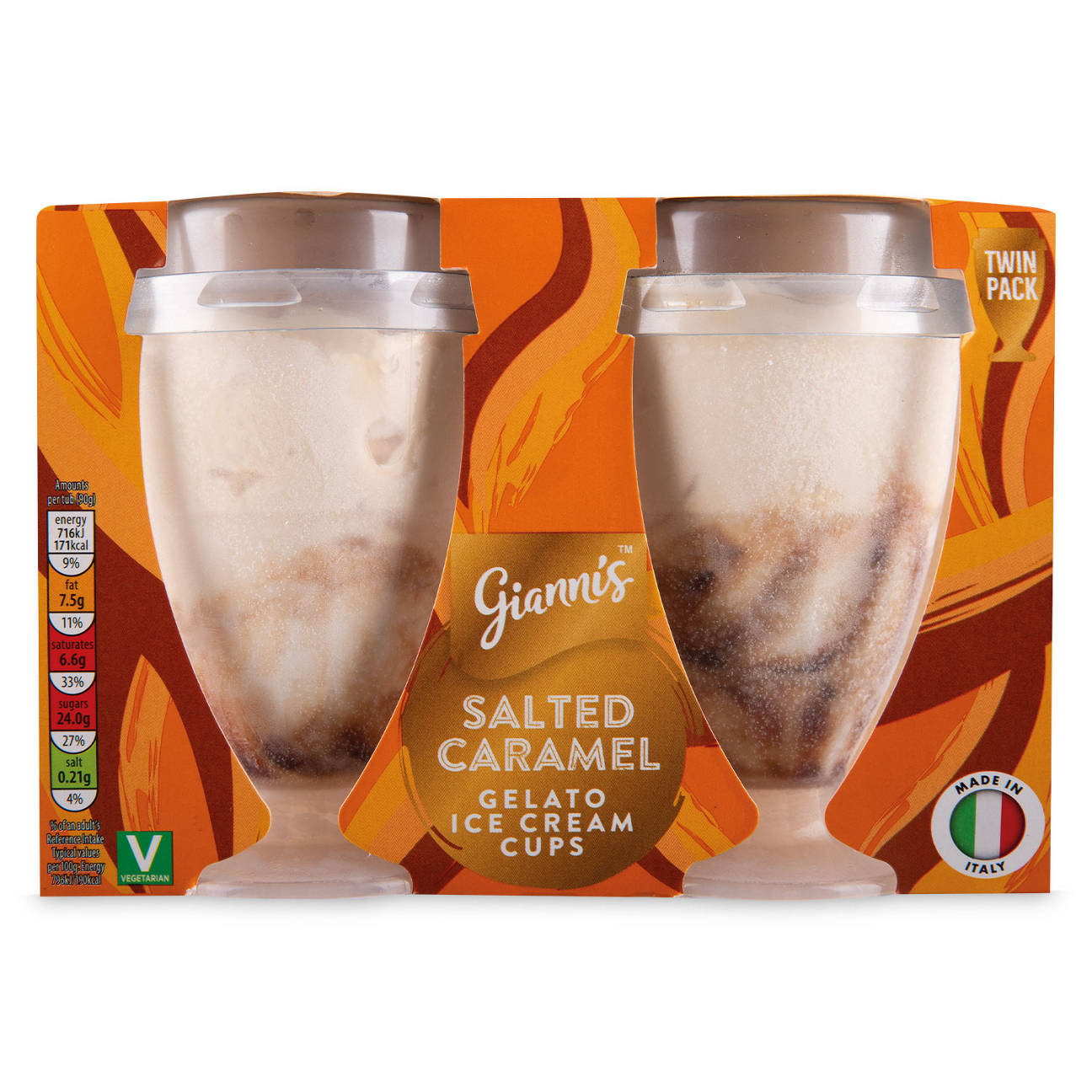 Salted Caramel Gelato Ice Cream Cups 2 Pack | ALDI IE
