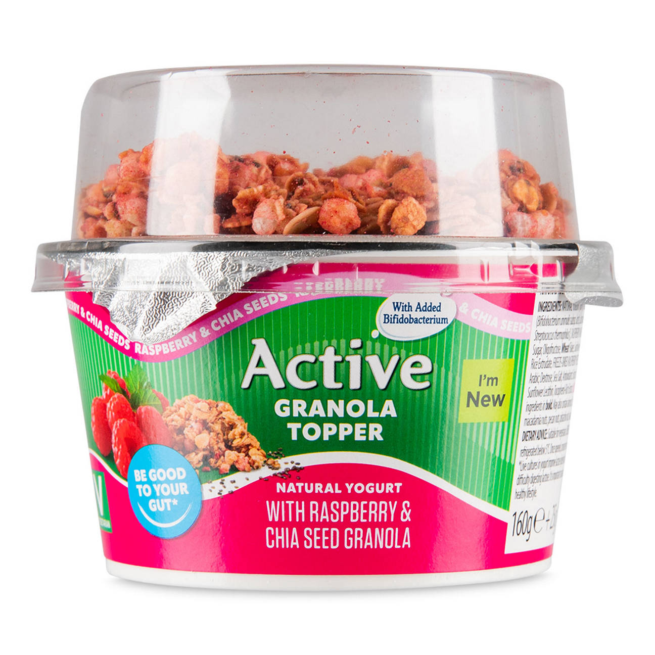 Active Granola Topper Natural Yogurt With Raspberry & Chia Seeds ...