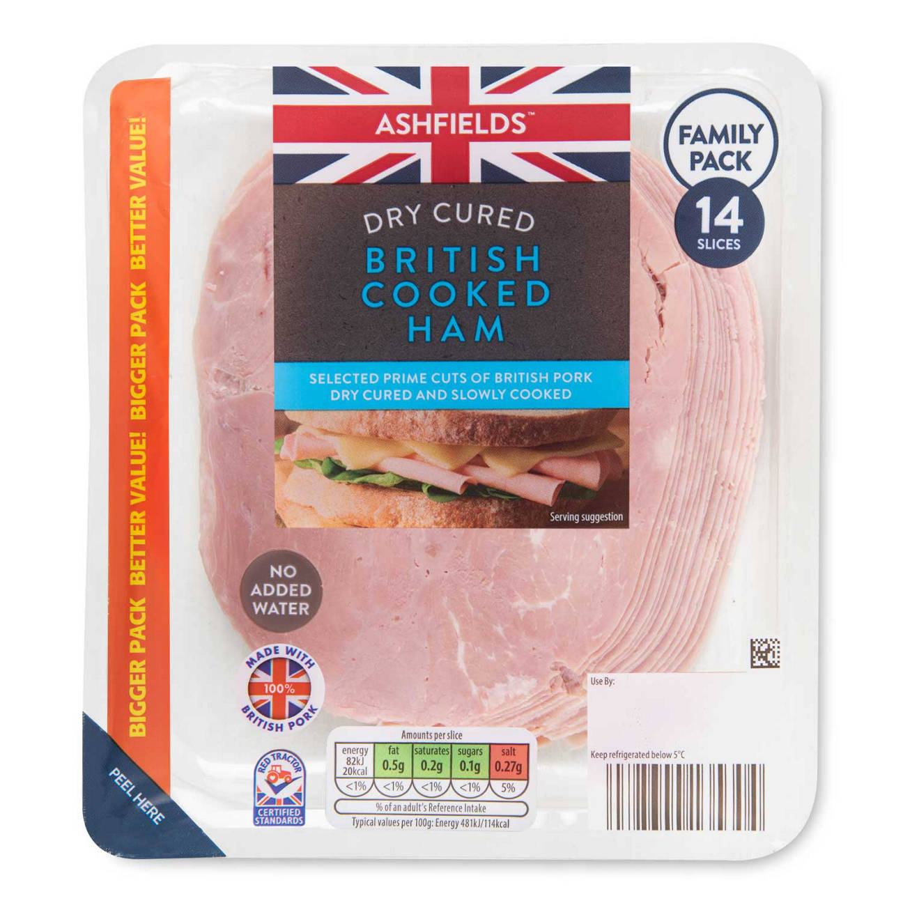 British Dry Cured Oak Smoked Ham Family Pack 14 Slices | ALDI UK