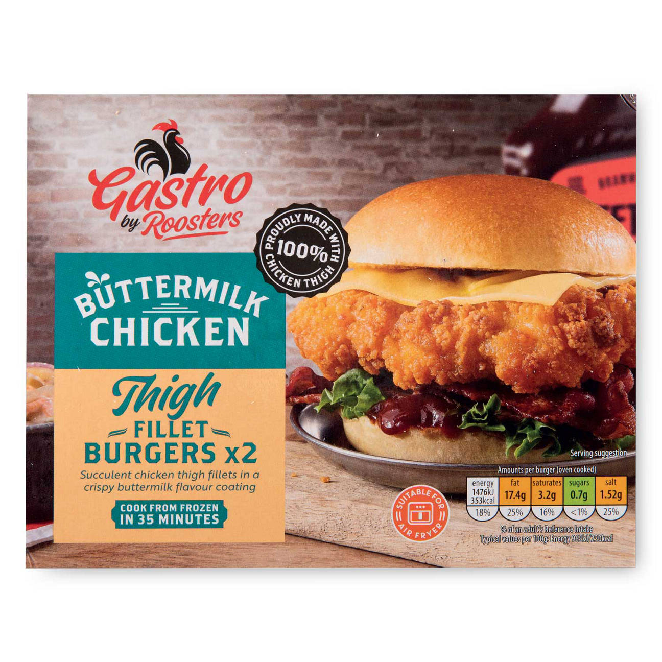 Buttermilk Chicken Thigh Fillet Burgers 2 Pack | ALDI UK