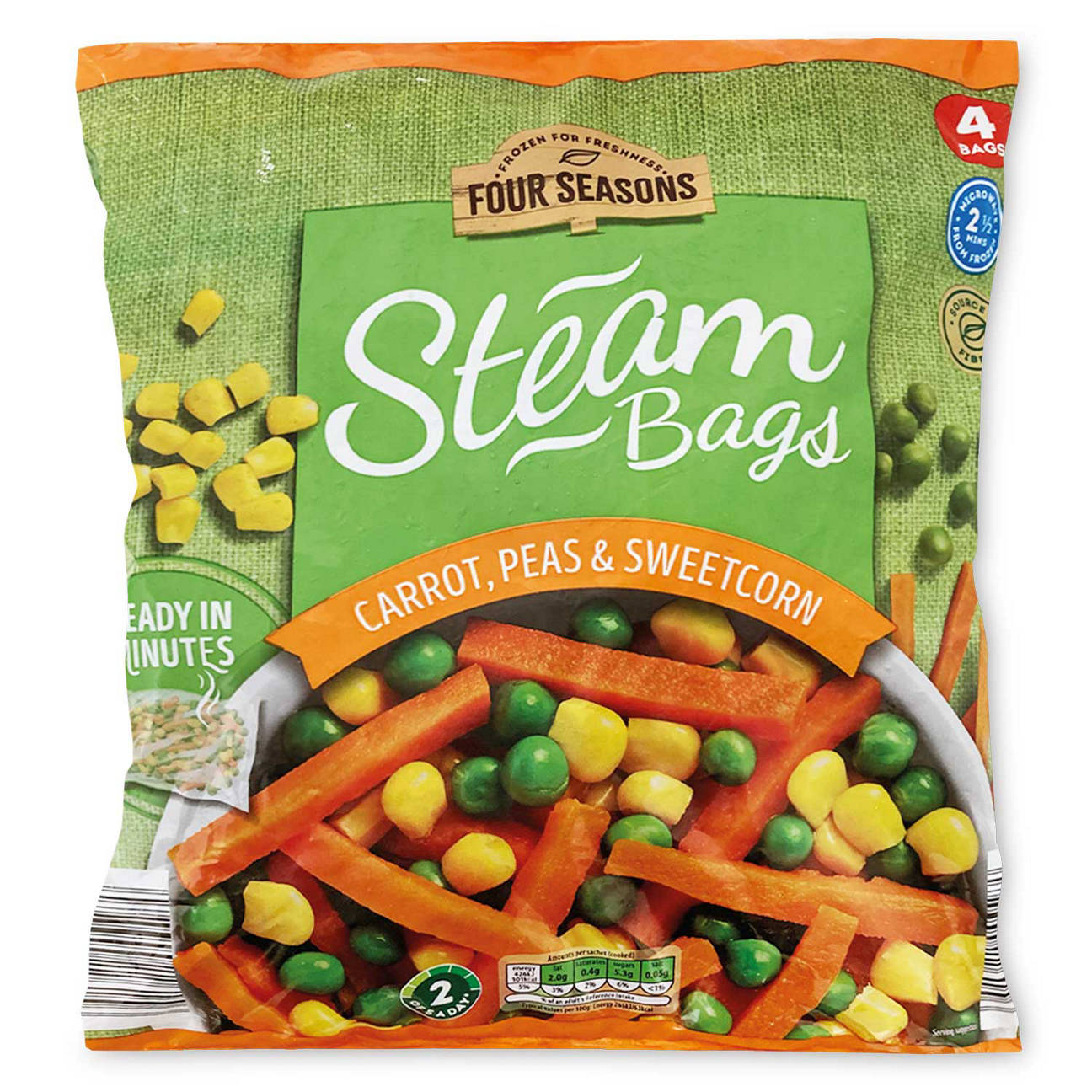 Carrot, Peas & Sweetcorn Steam Bags 4 Pack | ALDI UK