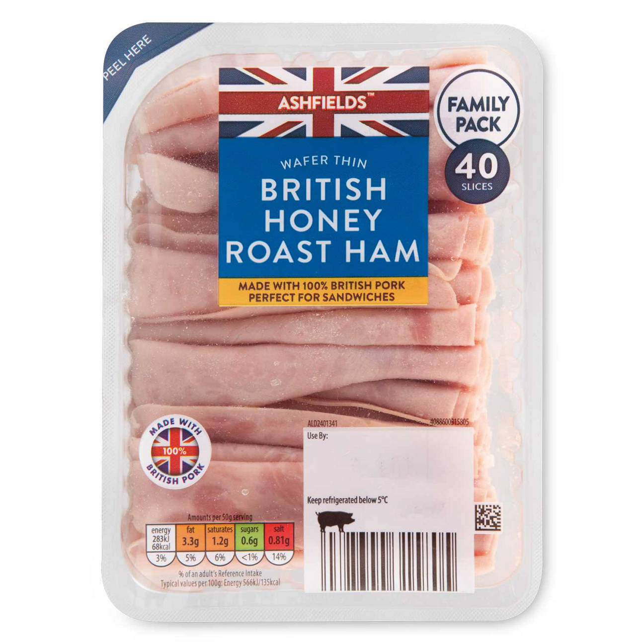 British Wafer Thin Honey Roast Ham Family Pack 40 Slices | ALDI UK