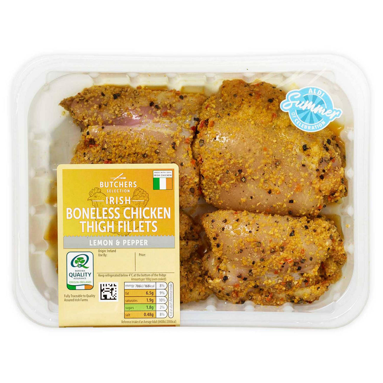 Irish Lemon & Pepper Boneless Chicken Thigh Fillets | ALDI IE