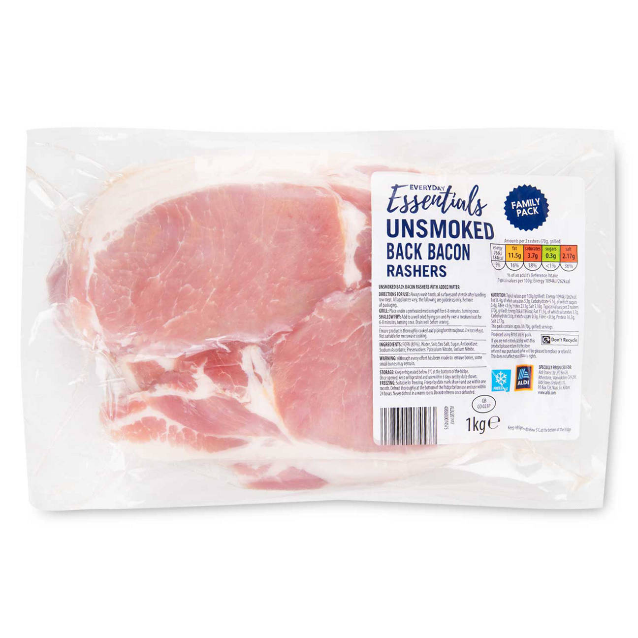 Unsmoked Back Bacon Rashers Family Pack | ALDI UK
