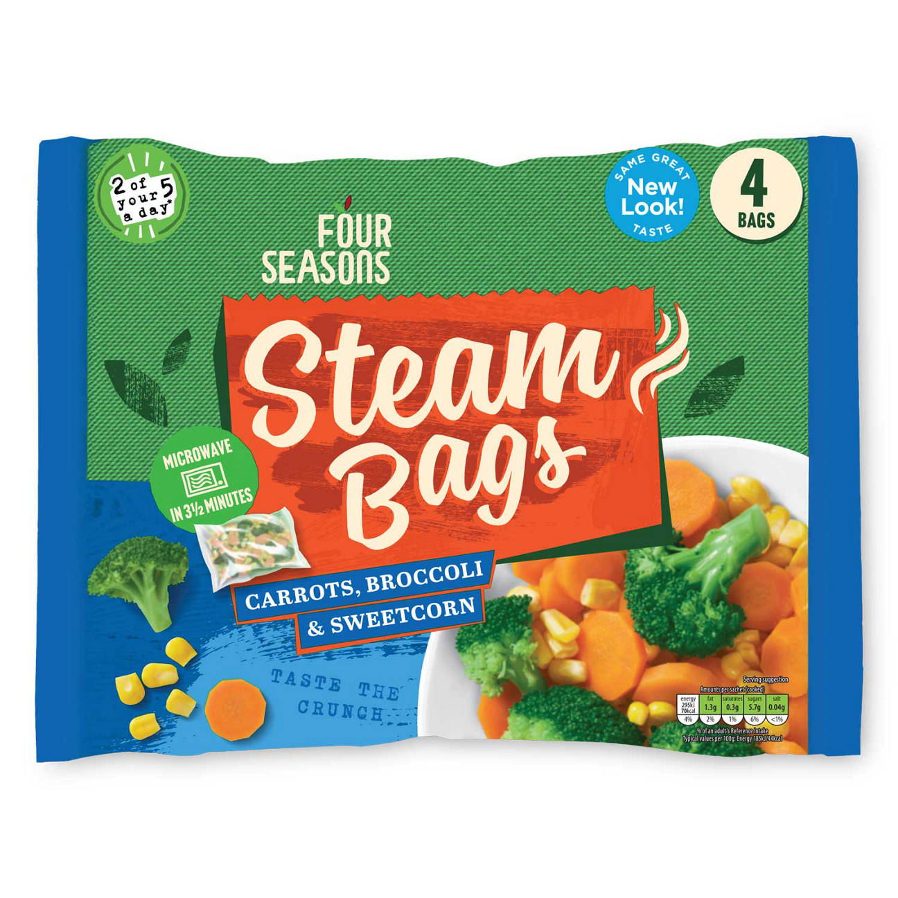 Carrot, Broccoli & Sweetcorn Steam Bags 4 Pack | ALDI UK