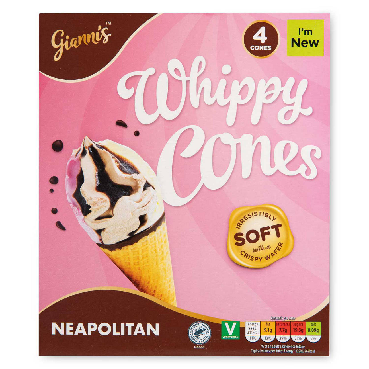 Neopolitan Whippy Cones 4 Pack | ALDI UK