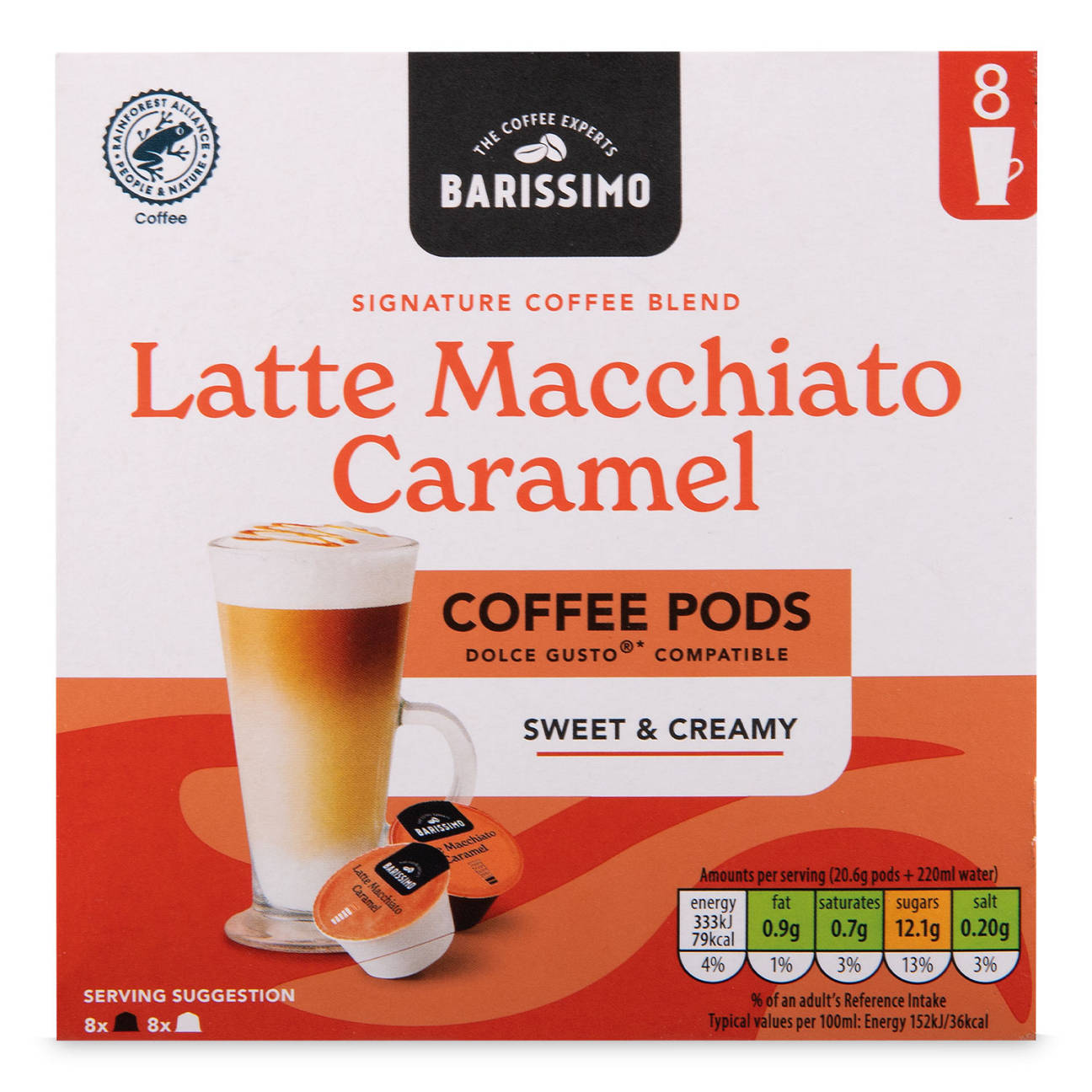 Signature Blend Latte Macchiato Caramel Coffee Pods 8 Pack | ALDI IE
