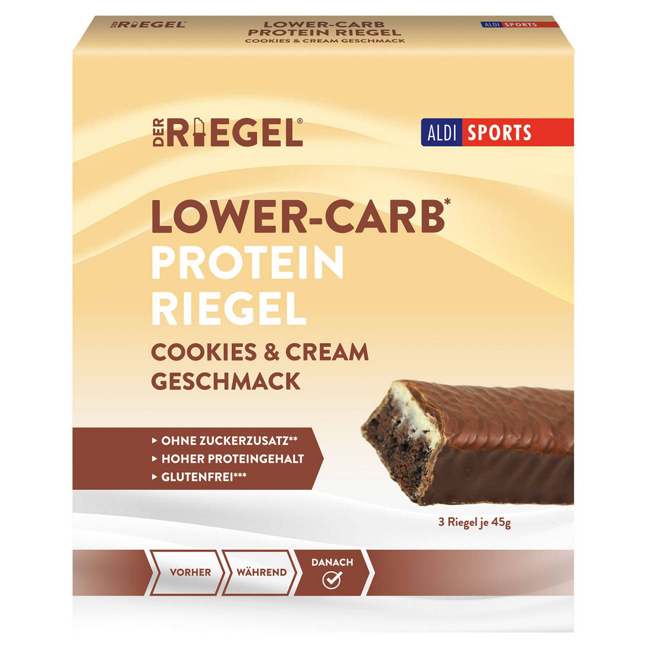 Lower Carb Protein Riegel 3 x 45 g, Cookies & Cream