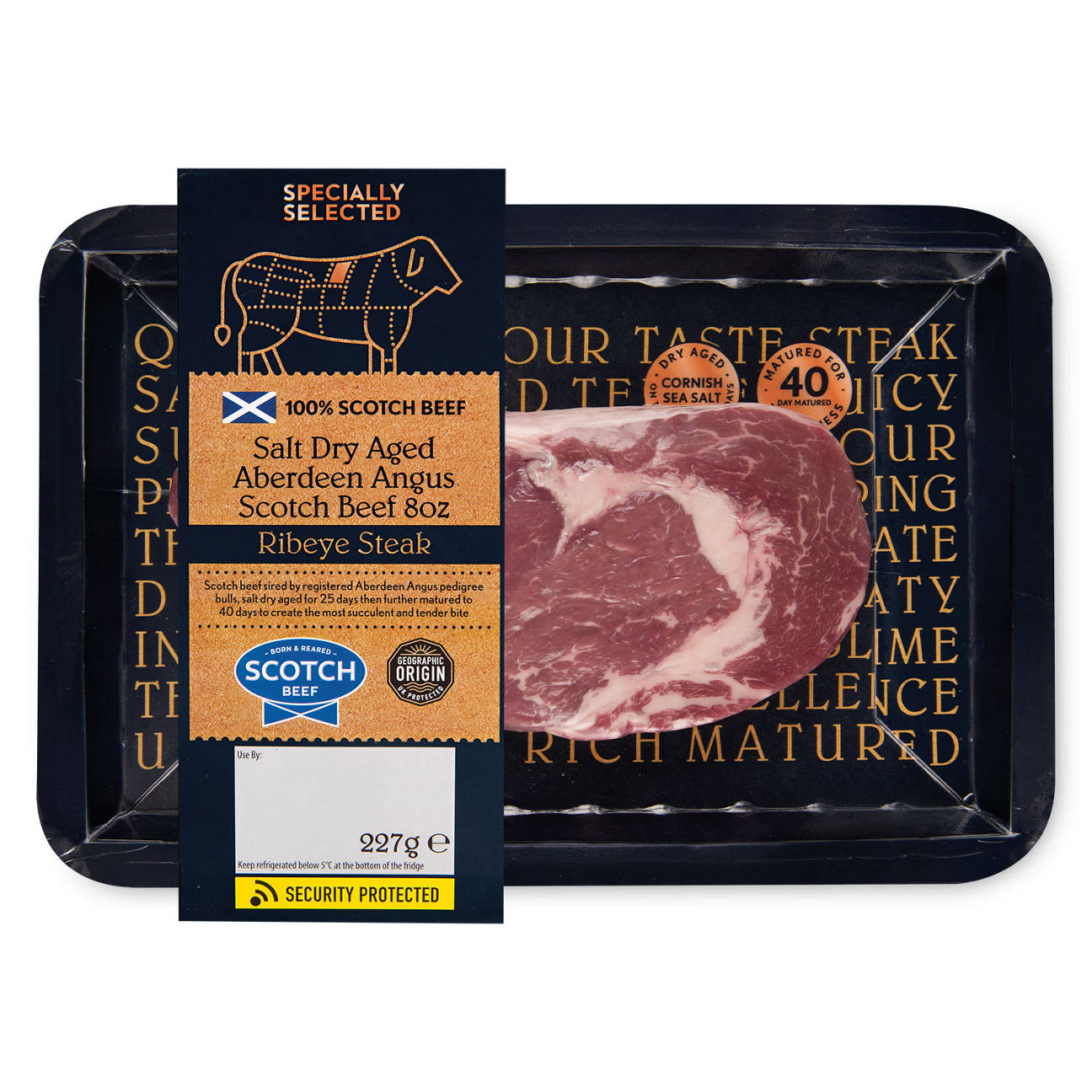 100% Scotch Beef Salt Dry Aged Aberdeen Angus 8oz Ribeye Steak | ALDI UK