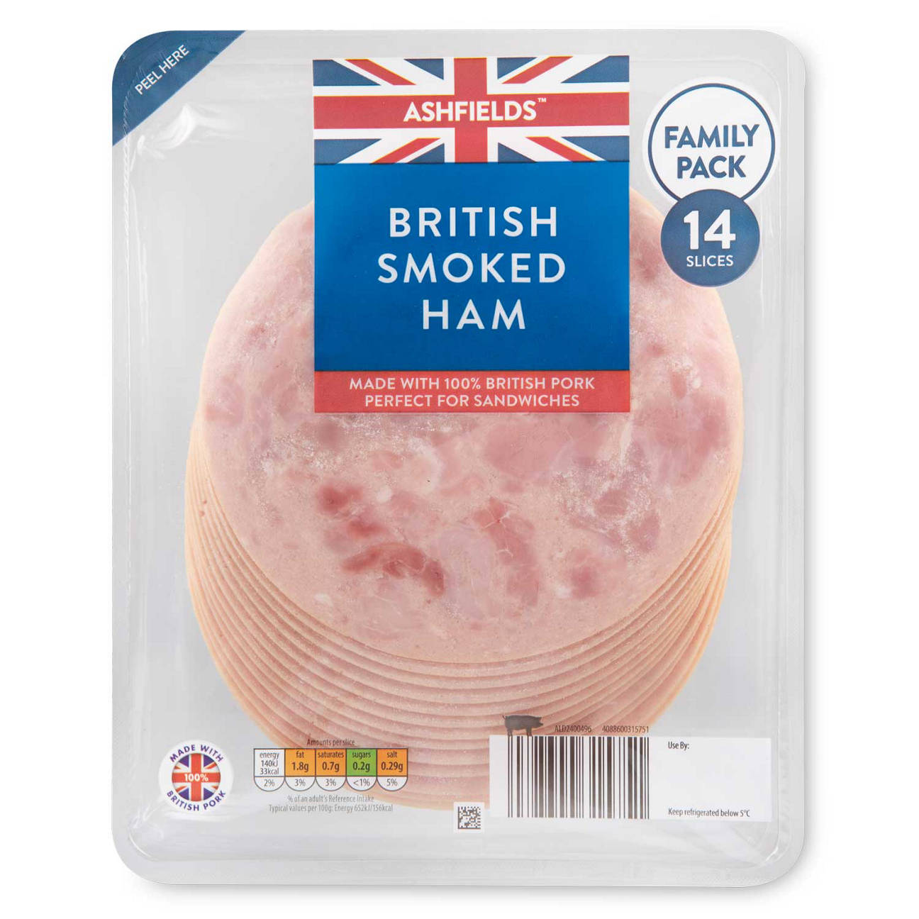 British Pork Smoked Ham Family Pack 14 Slices | ALDI UK