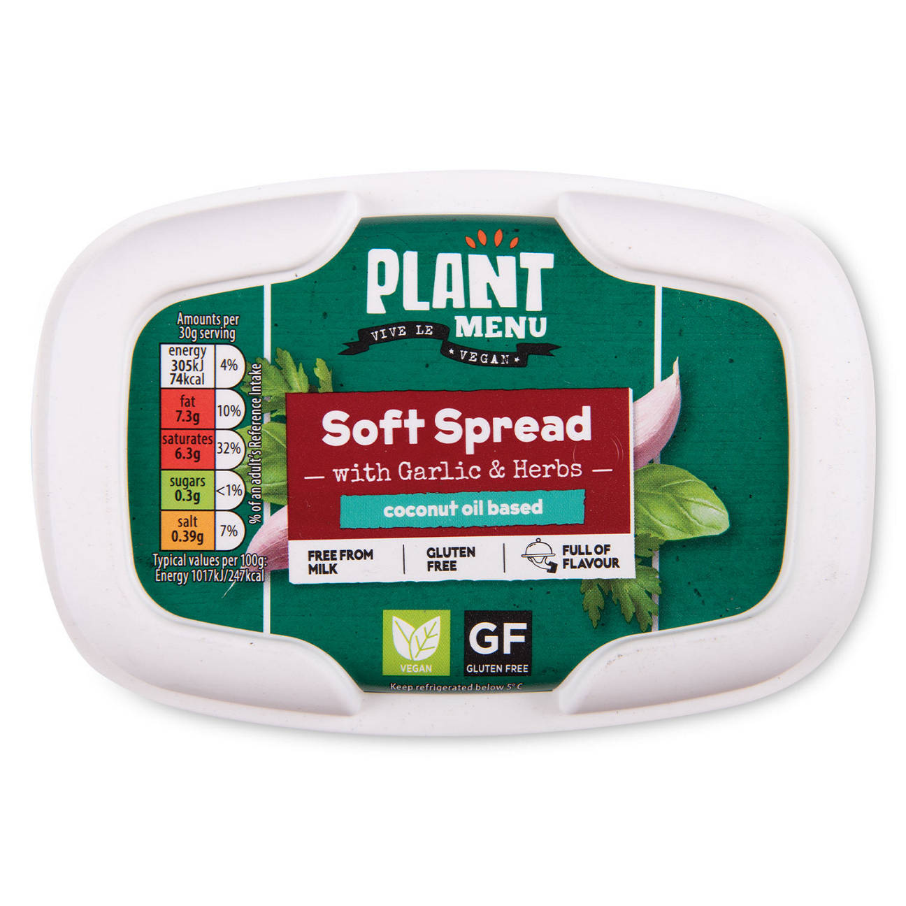 Garlic & Herb Coconut Oil Based Vegan Cheese Soft Spread | ALDI UK