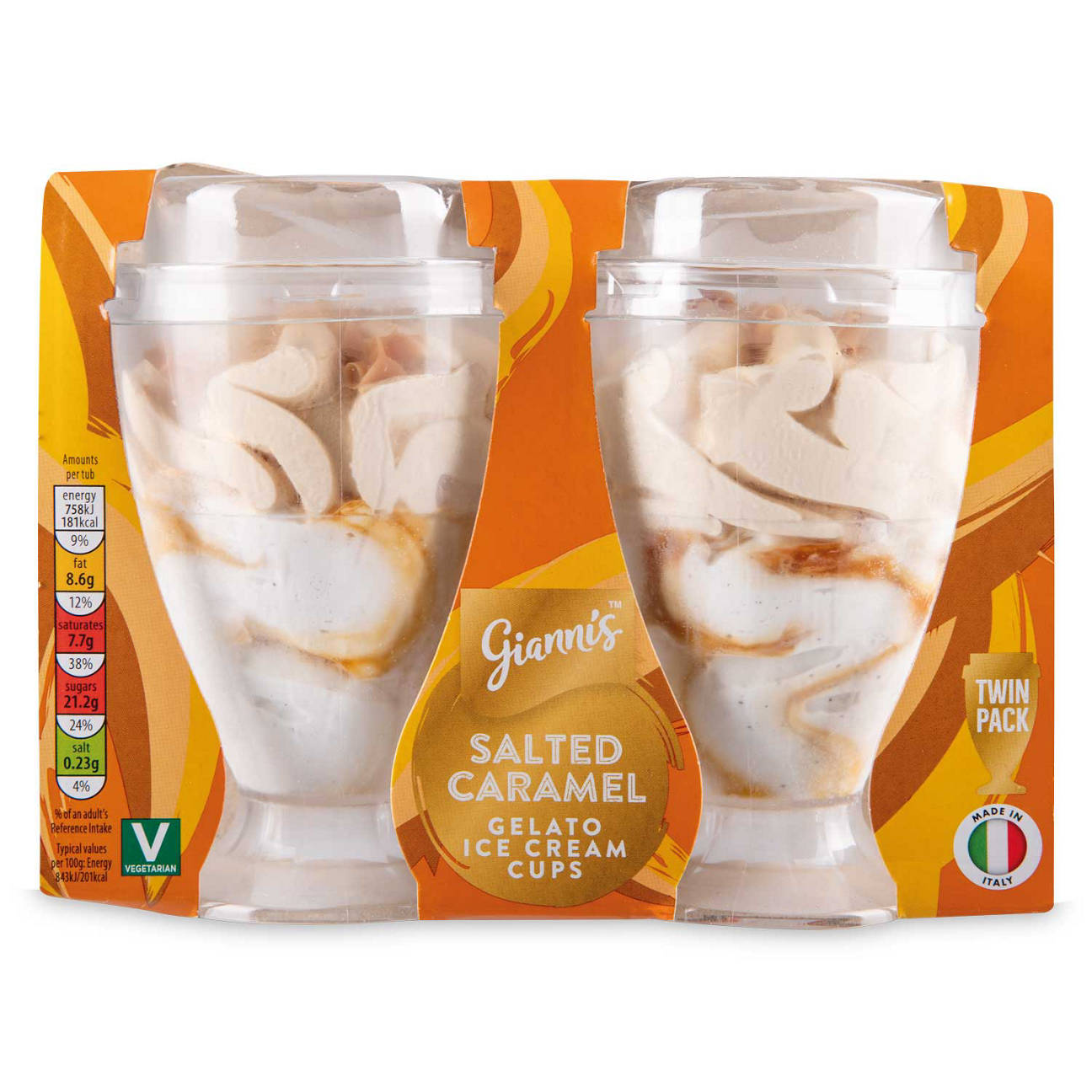 Salted Caramel Gelato Ice Cream Cups 2 Pack | ALDI UK