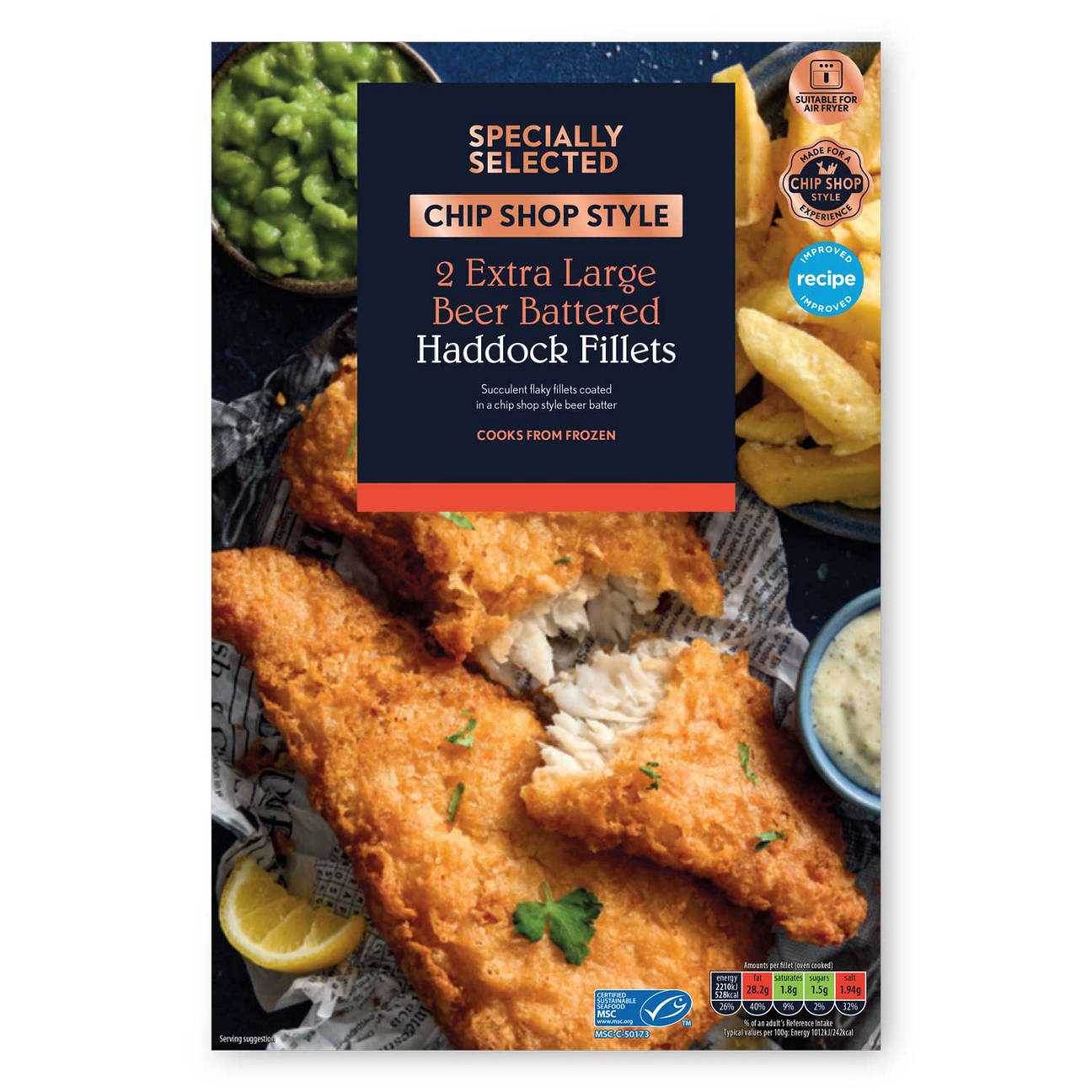 Chip Shop Style Extra Large Beer Battered Haddock Fillets 2 Pack | ALDI UK