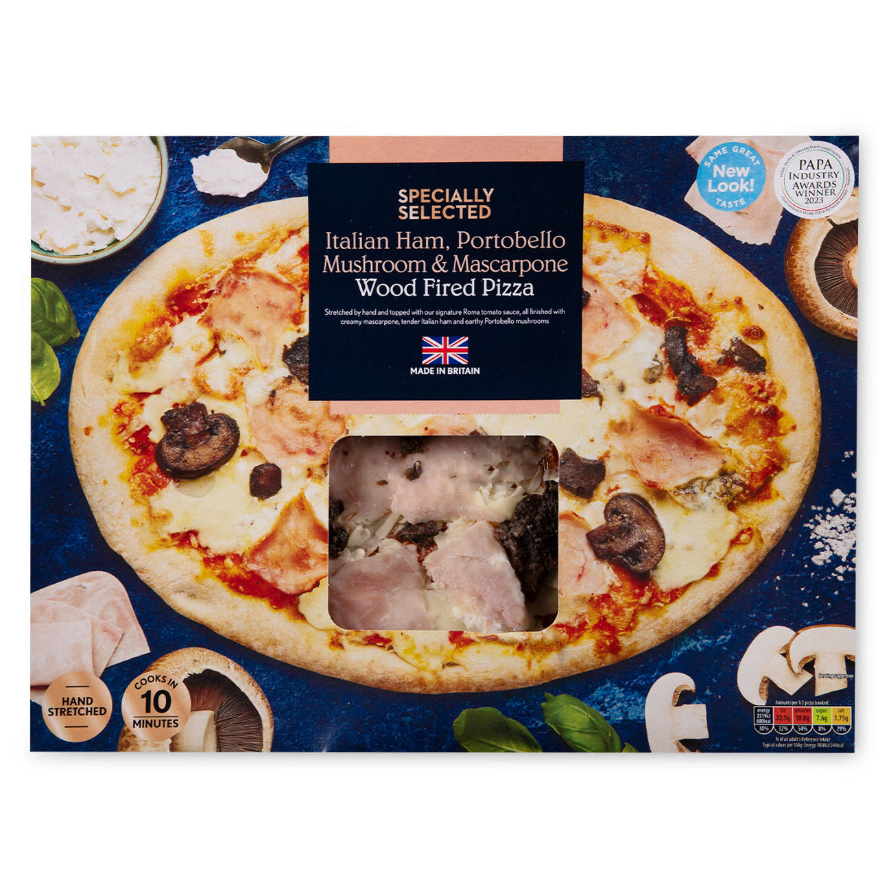 Italian Ham, Portobello Mushroom & Mascapone Wood Fired Pizza | ALDI UK