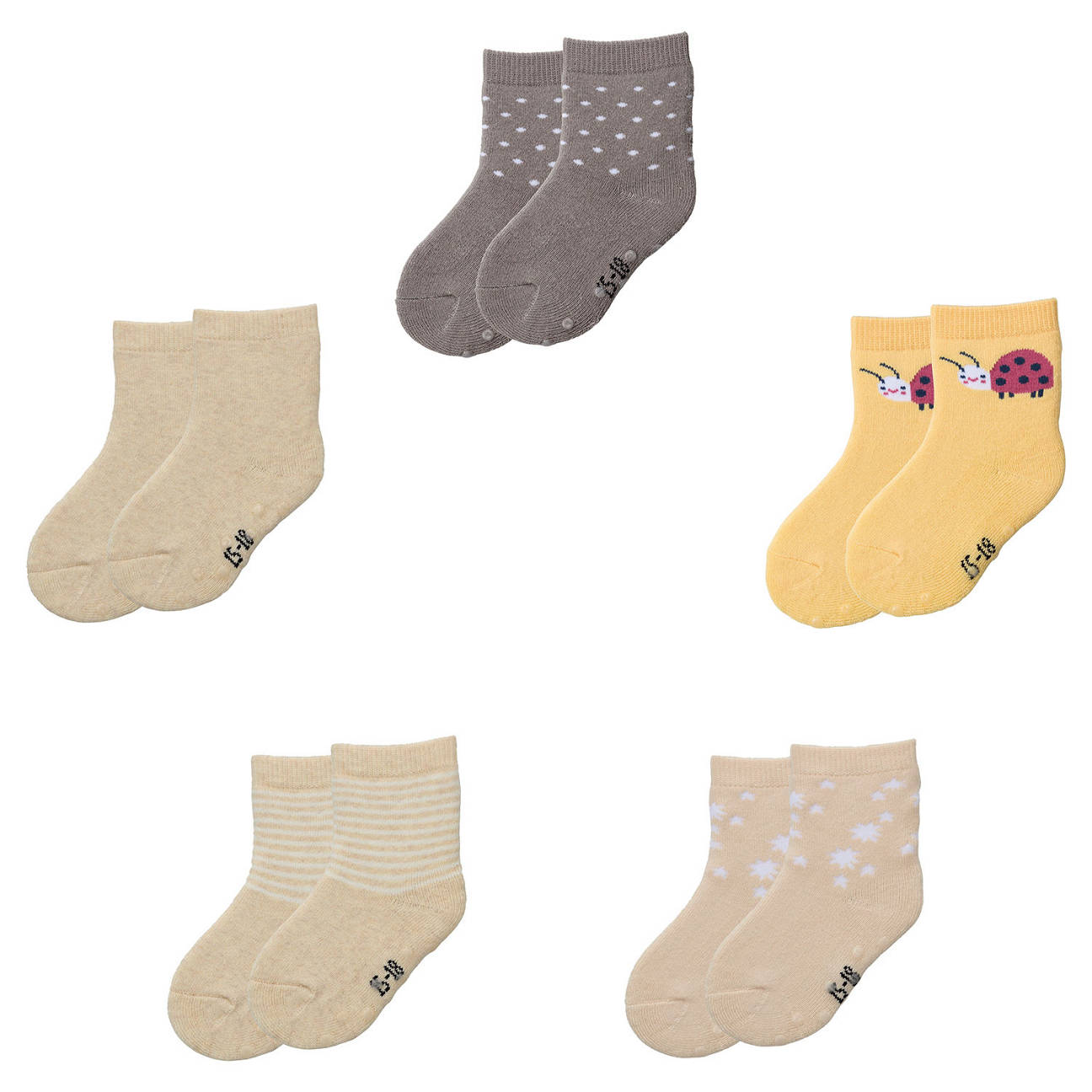 Baby Socken, 5er-Pack, Marienkäfer, 12/14