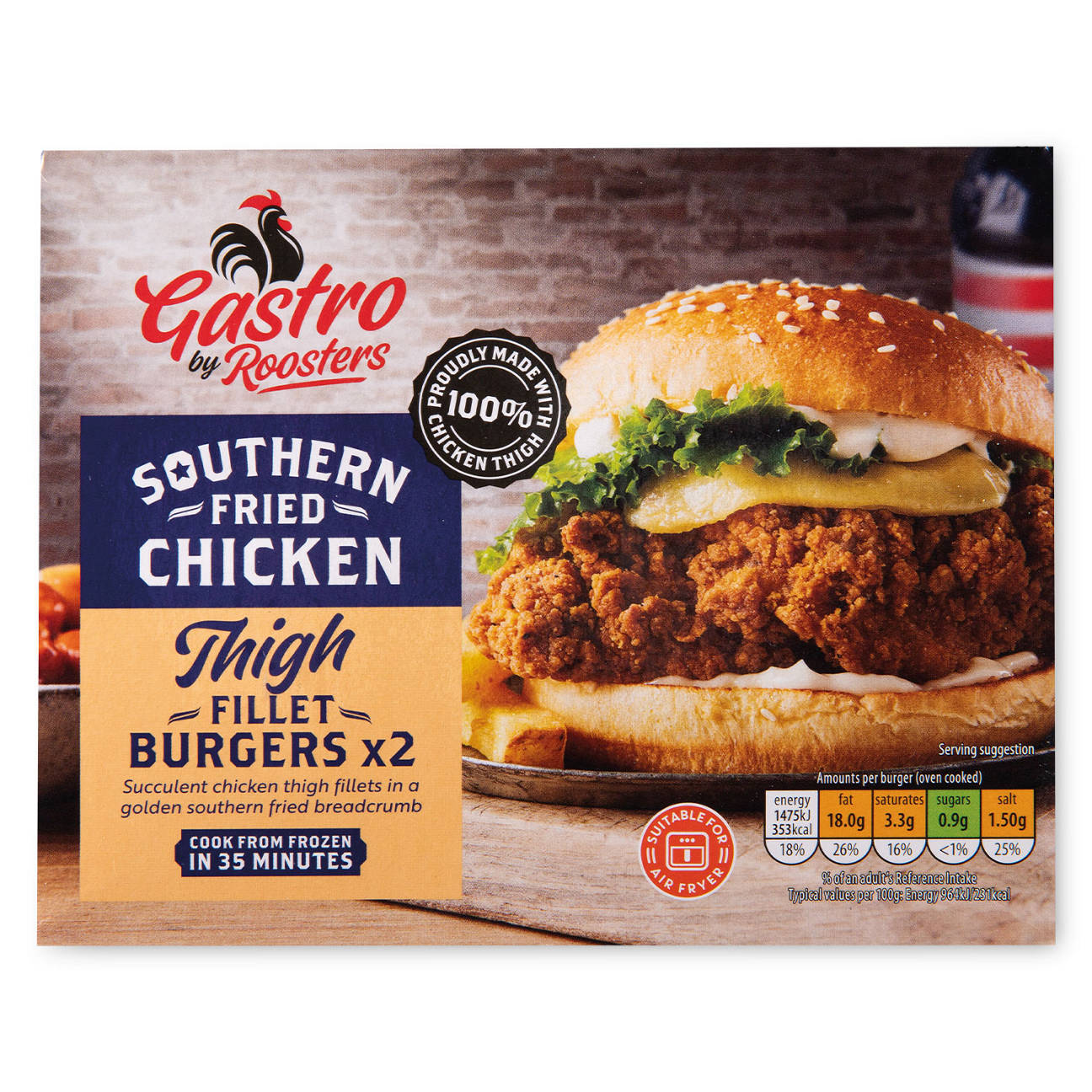Southern Fried Chicken Thigh Fillet Burgers 2 Pack | ALDI IE