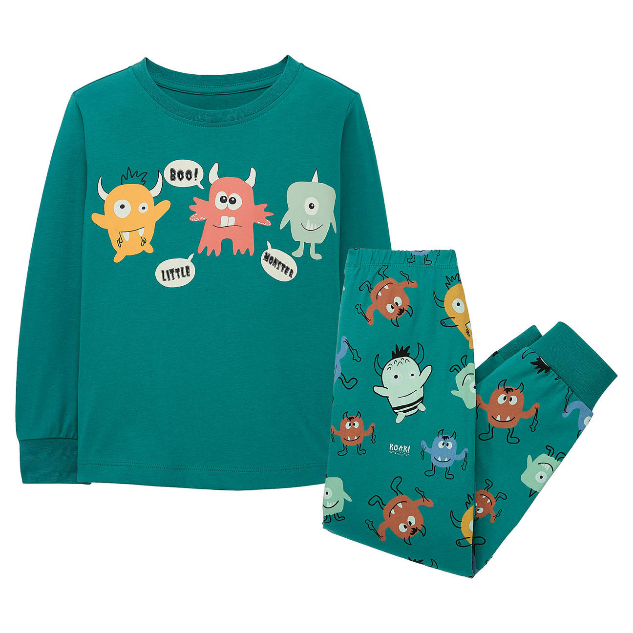 Kinder Glow-in-the-Dark-Pyjama, grün, 122/128