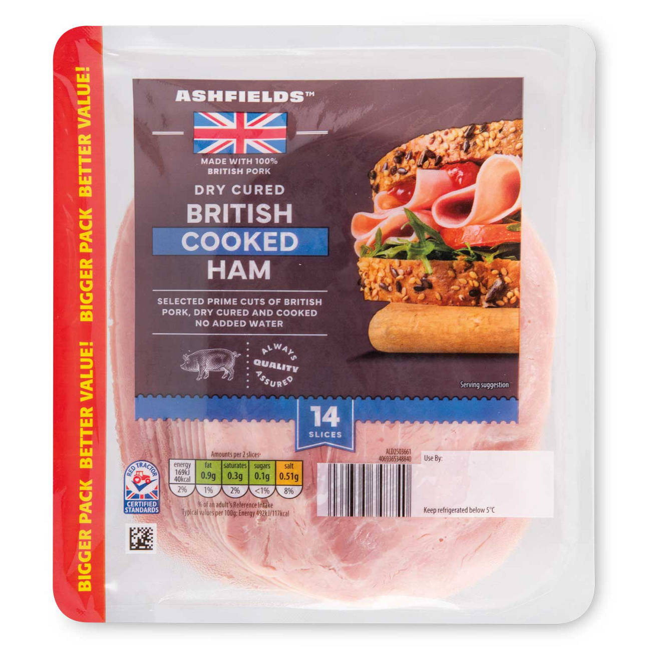 British Dry Cured Oak Smoked Ham Family Pack 14 Slices | ALDI UK