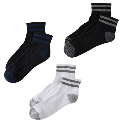 Damen-/Herren-Fitnesssocken 3er-Pack, Low cut, Schw./Grau/Bl., 35/38