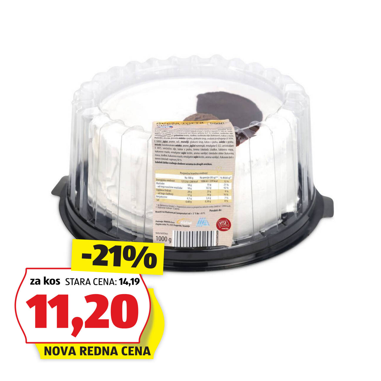 Sveža torta, piškotek